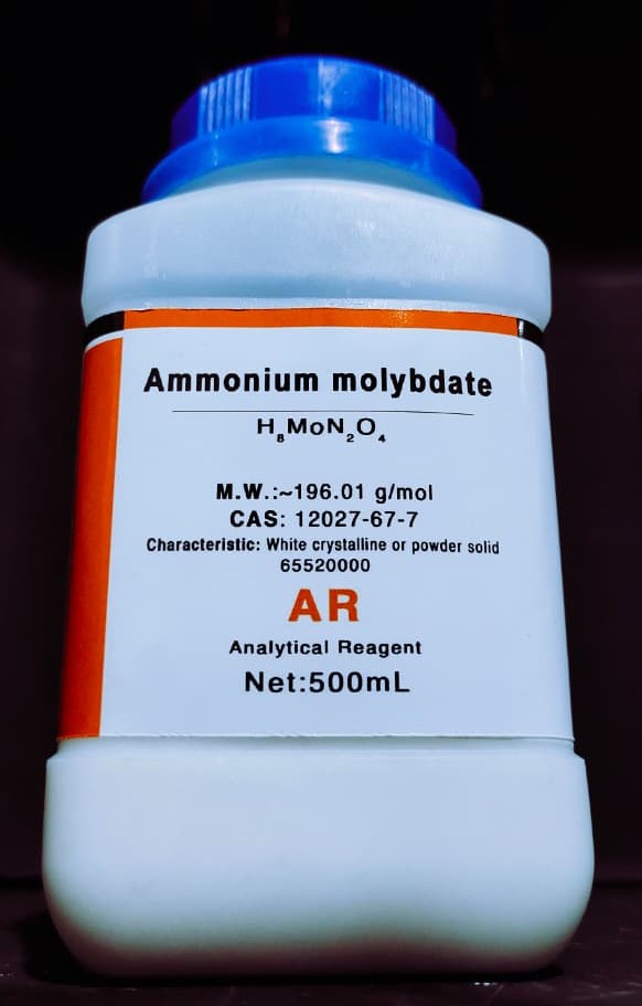 Ammonium Molybdate (H₈MoN₂O₄) – AR Grade Analytical Reagent 500 mL ...