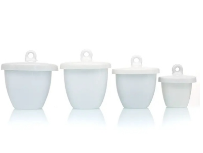 Porcelain Crucibles with Lid Having Ringed Handle Attached Medium Form ...