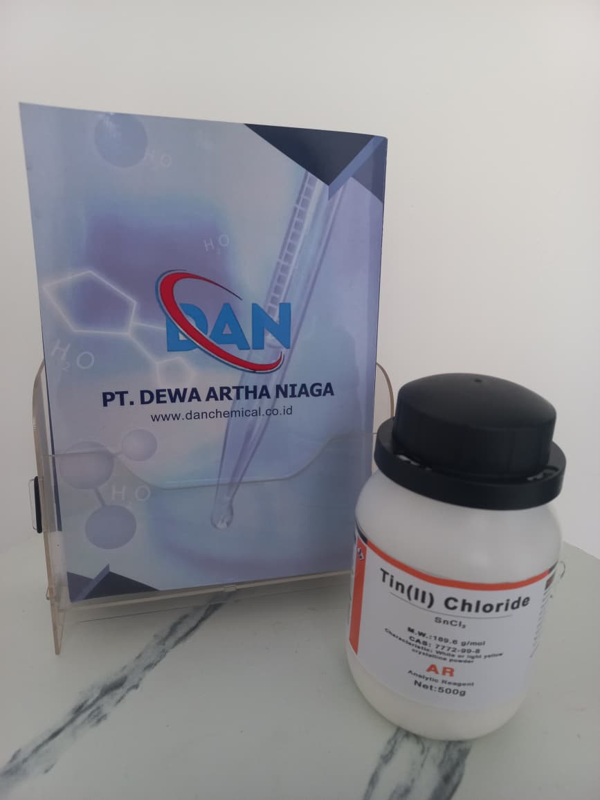Jual Tin(II) Chloride (SnCl₂) – AR Grade 500 g – danchemical.co.id