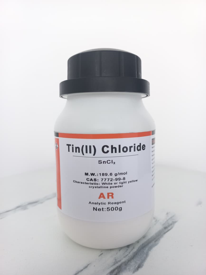 Jual Tin(II) Chloride (SnCl₂) – AR Grade 500 g – danchemical.co.id
